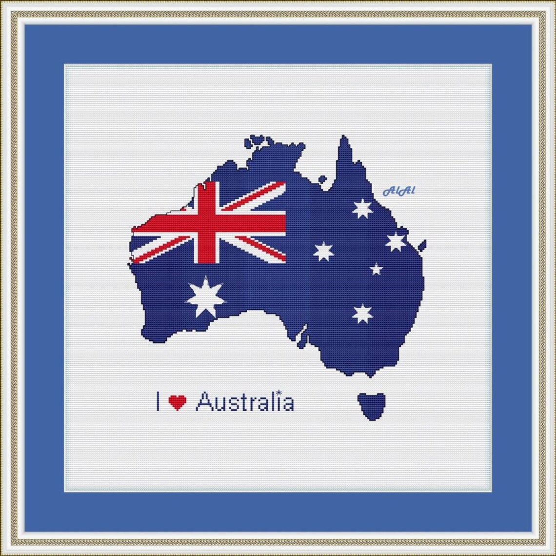 Cross Stitch Pattern Map Australia Silhouette National Flag Country ...