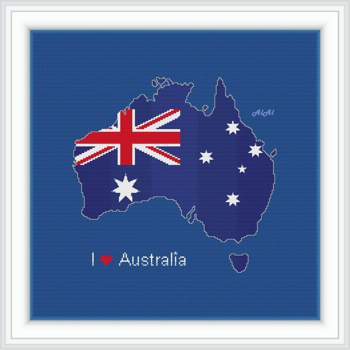 Cross Stitch Pattern Map Australia Silhouette National Flag Country ...