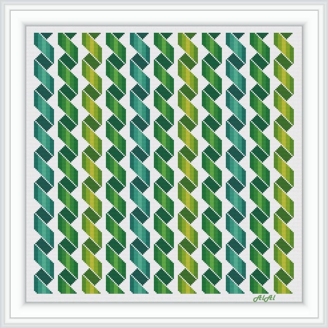 Cross Stitch Pattern Panel Serpentine Rainbow Monochrome Ornament ...