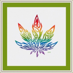 Cross Stitch Pattern Medicine Leaf Cannabis Marijuana Silhouette ...