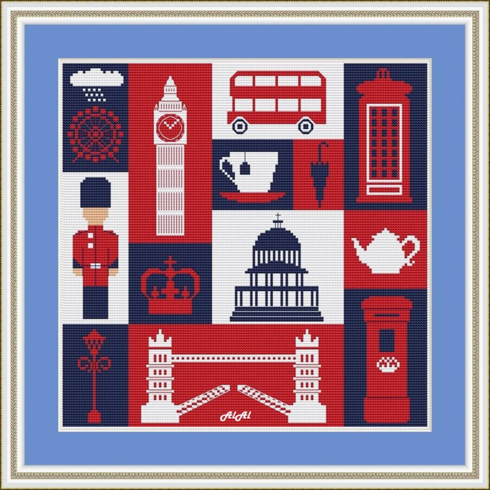 Cross Stitch Pattern Panel Sampler City London Country England United ...