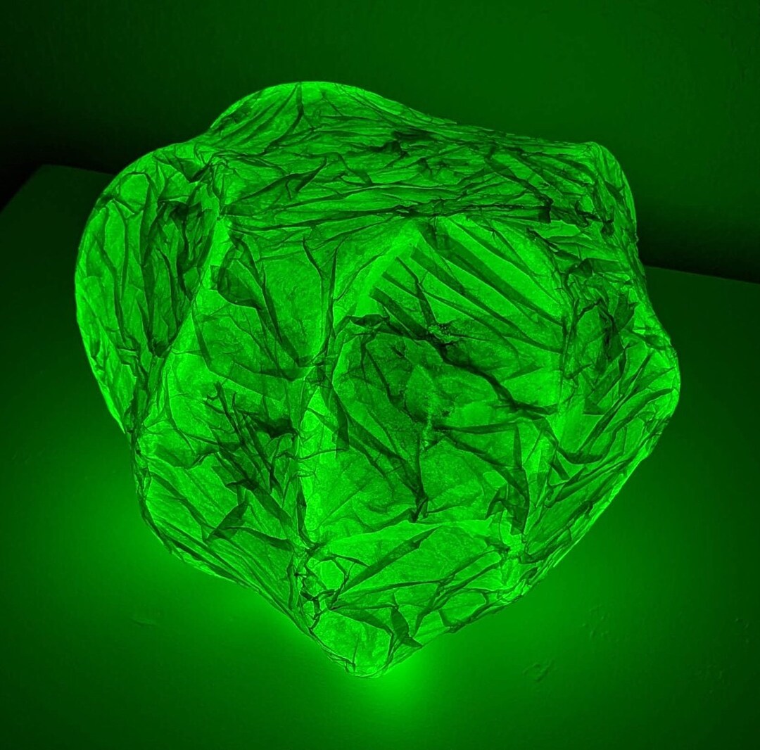 Emerald Green stone Cocoon Neon Sculpture, Contemporary Art, Glass Art ...