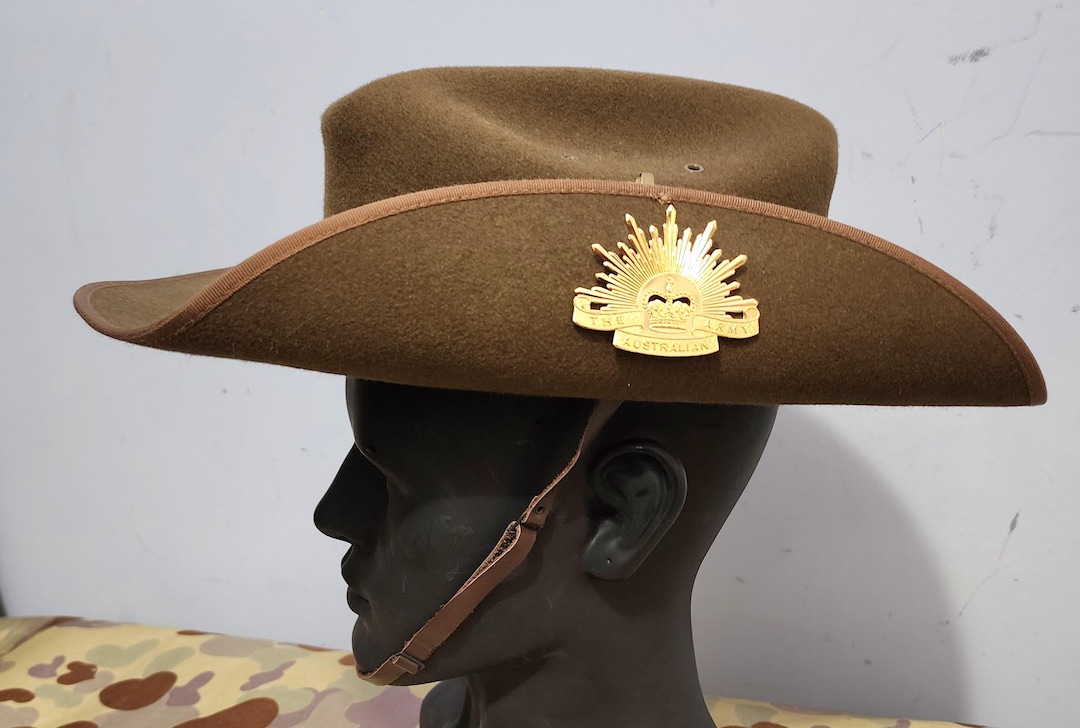 Australian Army Slouch Hat Rising Sun Badge Puggaree Medium Size 57 - Etsy