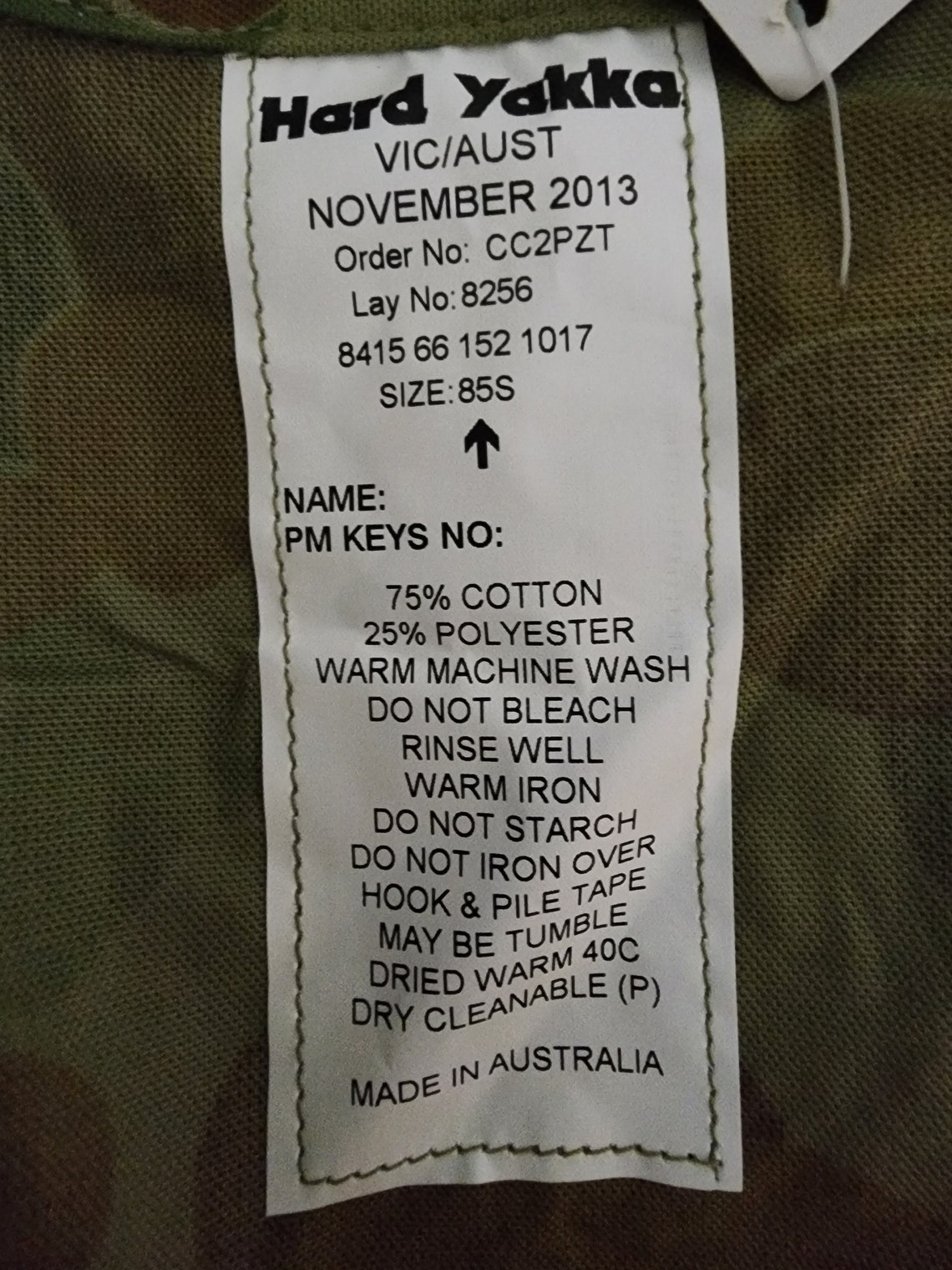 New Old Stock Small Australian Army Dpcu Auscam Camouflage Combat Field ...