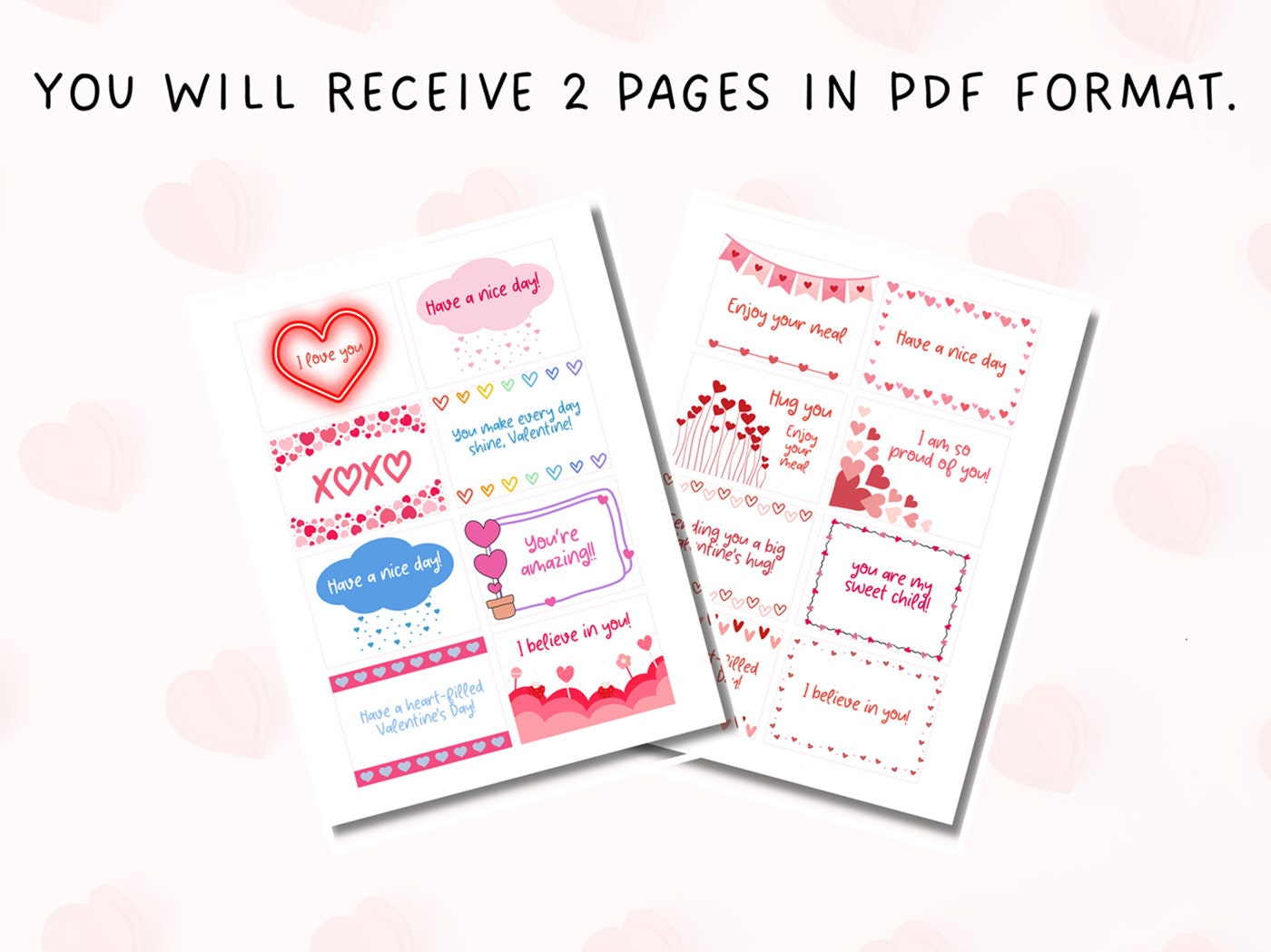 Kids Valentine's Day Lunch Notes, Printable Valentine's Day Lunch Notes ...