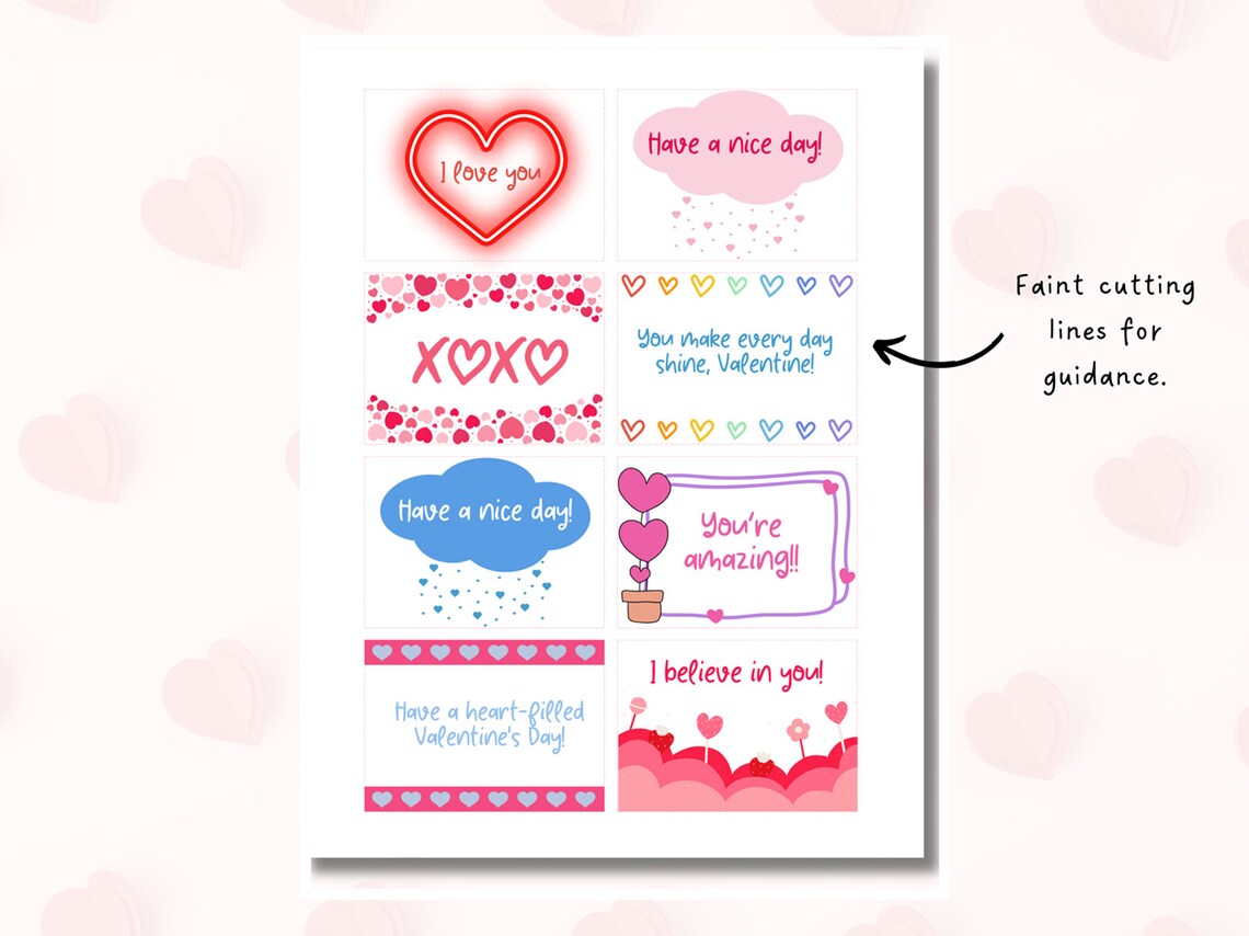 Kids Valentine's Day Lunch Notes, Printable Valentine's Day Lunch Notes ...