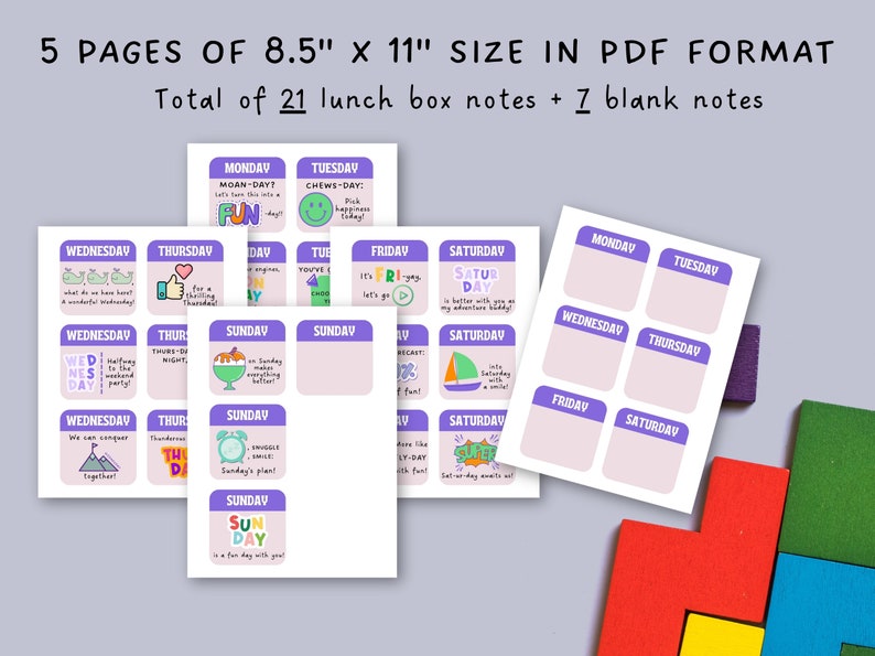 Lunch Box Notes for Kids, Printable Lunchbox Notes for Kids, Printable ...