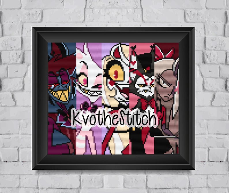 Hazbin Hotel Cast Cross Stitch Alastor Angel Dust Charlie Vaggie Husk ...