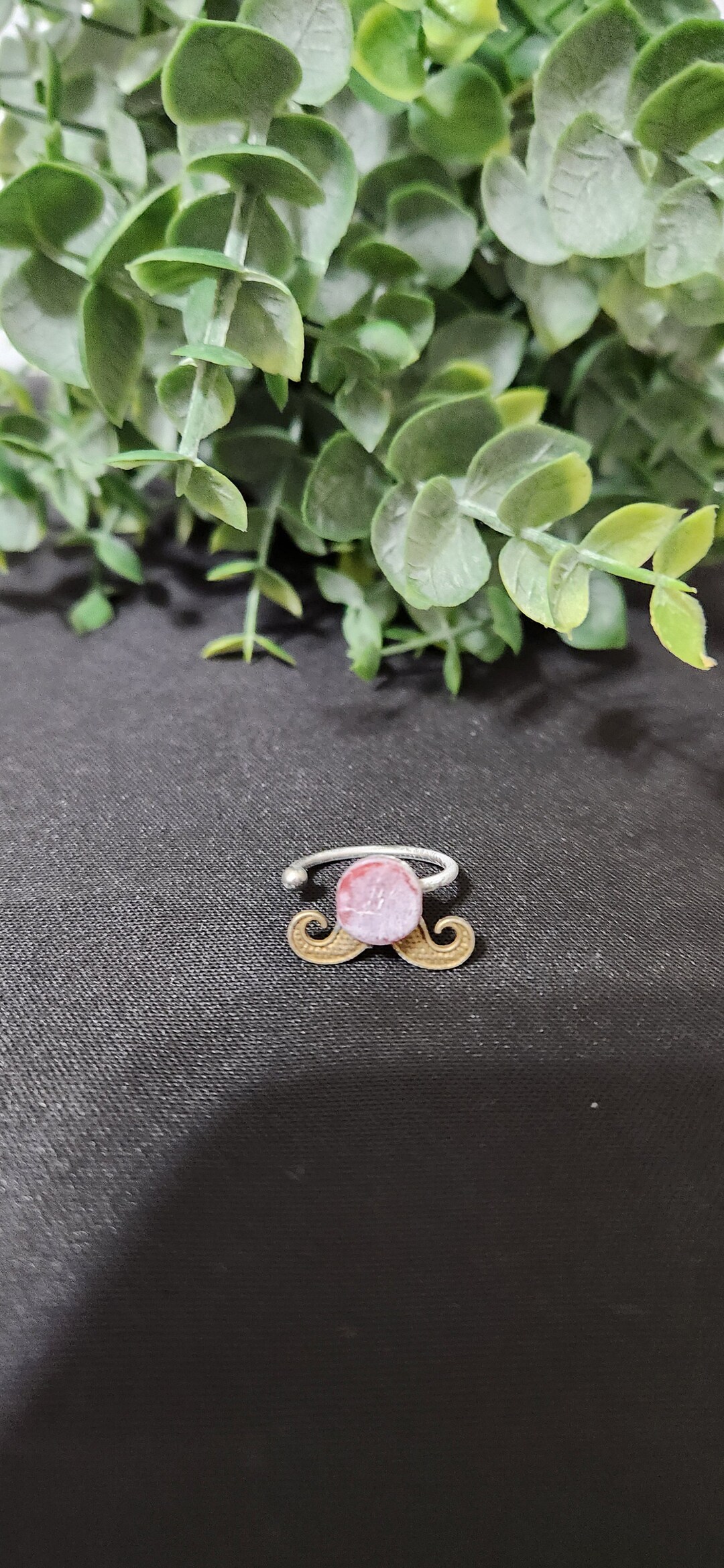 Ring With Mustache Pendant and Red Bead - Etsy