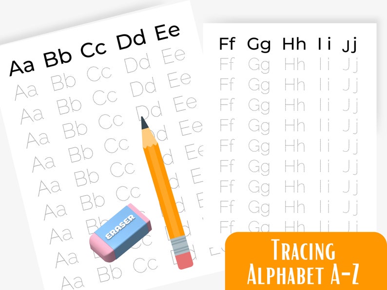 A-Z Alphabet Tracing Worksheet, Handwriting Practice Sheet, Printable ...