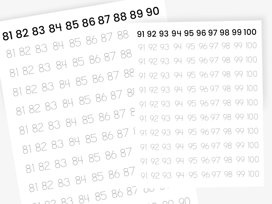 1-100 Number Tracing Worksheet, Handwriting Practice Sheet, Printable ...