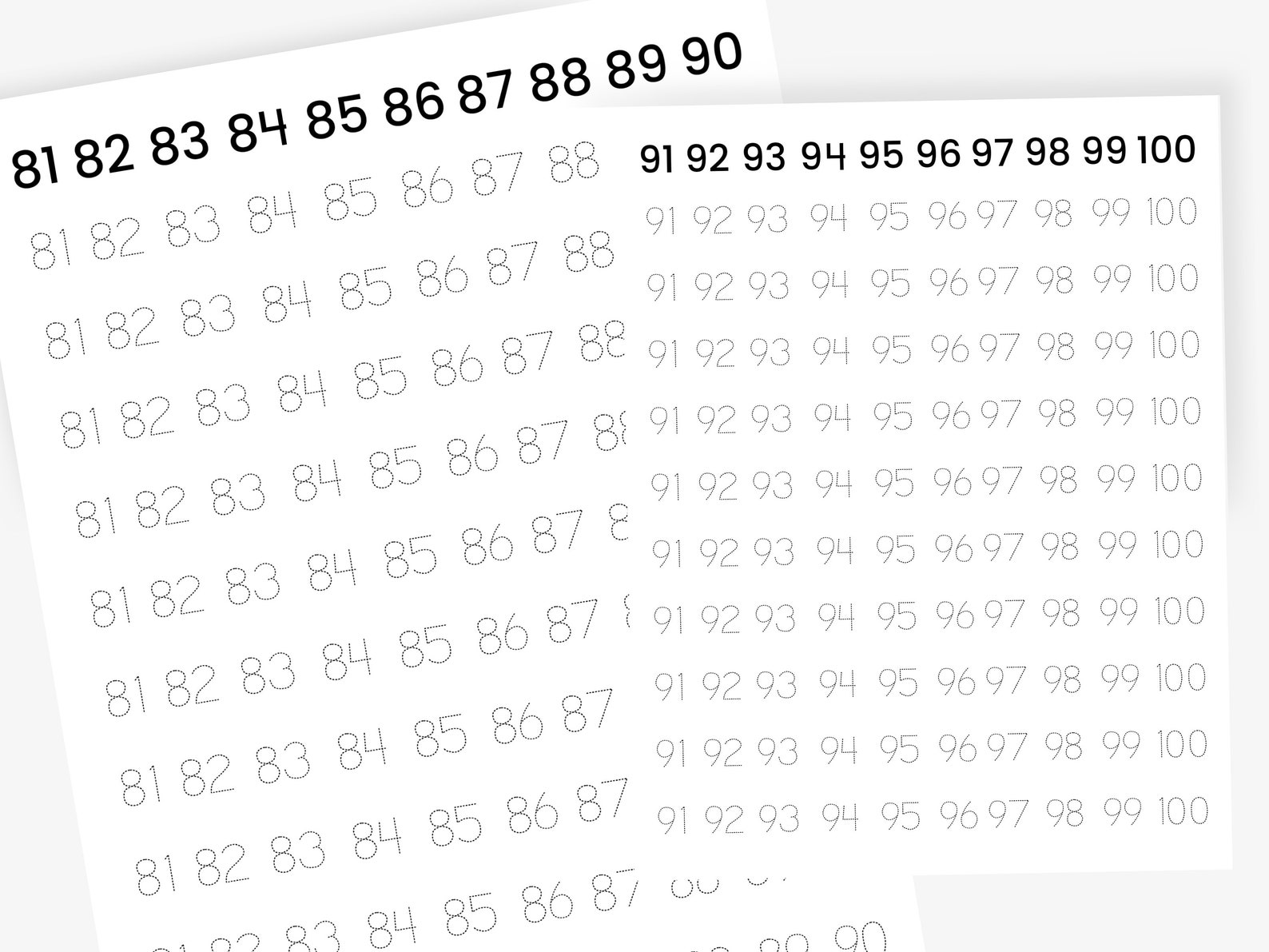 1-100 Number Tracing Worksheet, Handwriting Practice Sheet, Printable ...