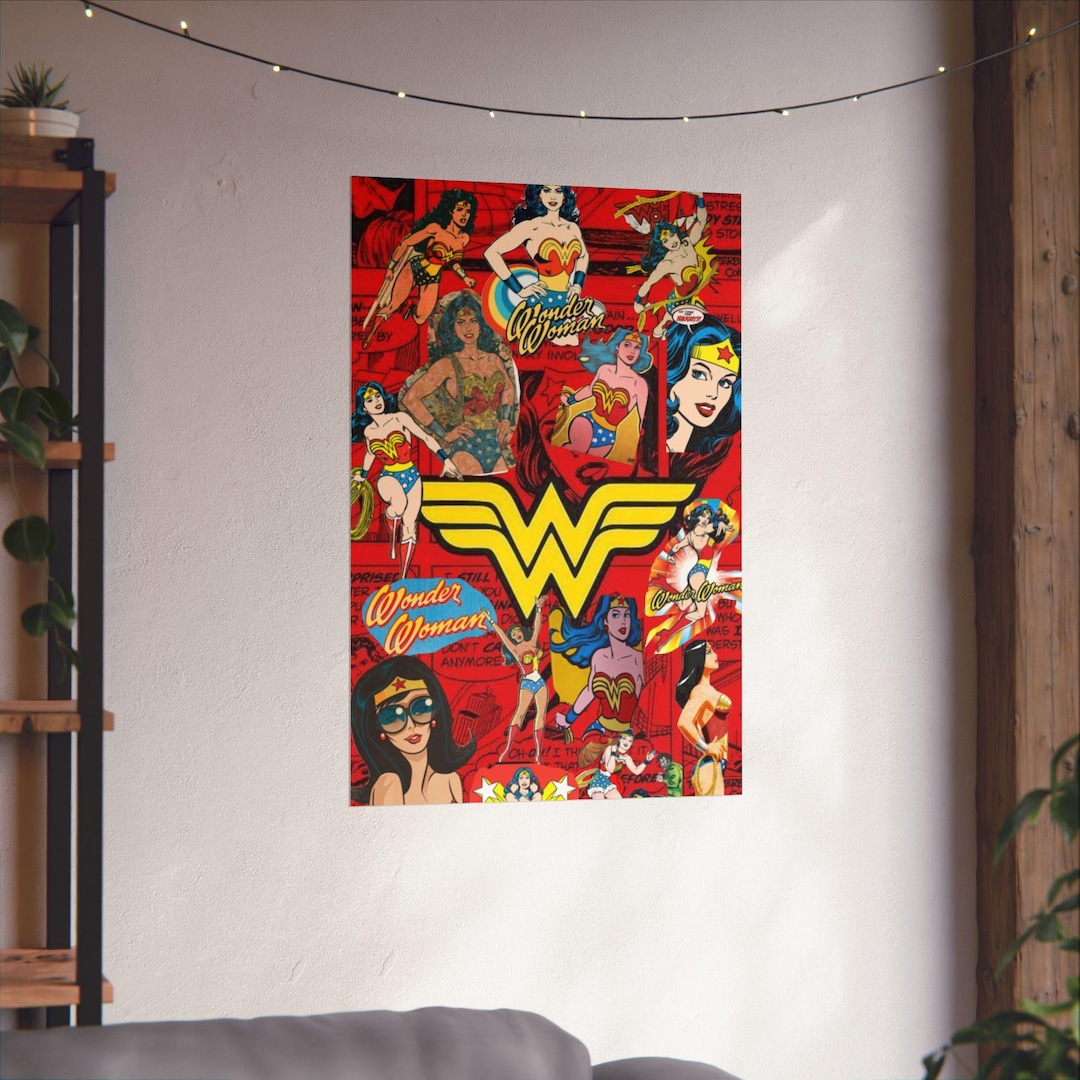 Wonder Woman Collage Poster Print, Matte Wall Art Decor, Girl Power ...