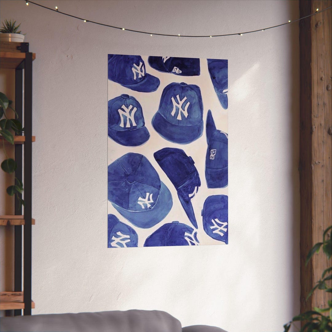 New York Yankee Hat Wall Art, Posters Print, Poster Decoration ...