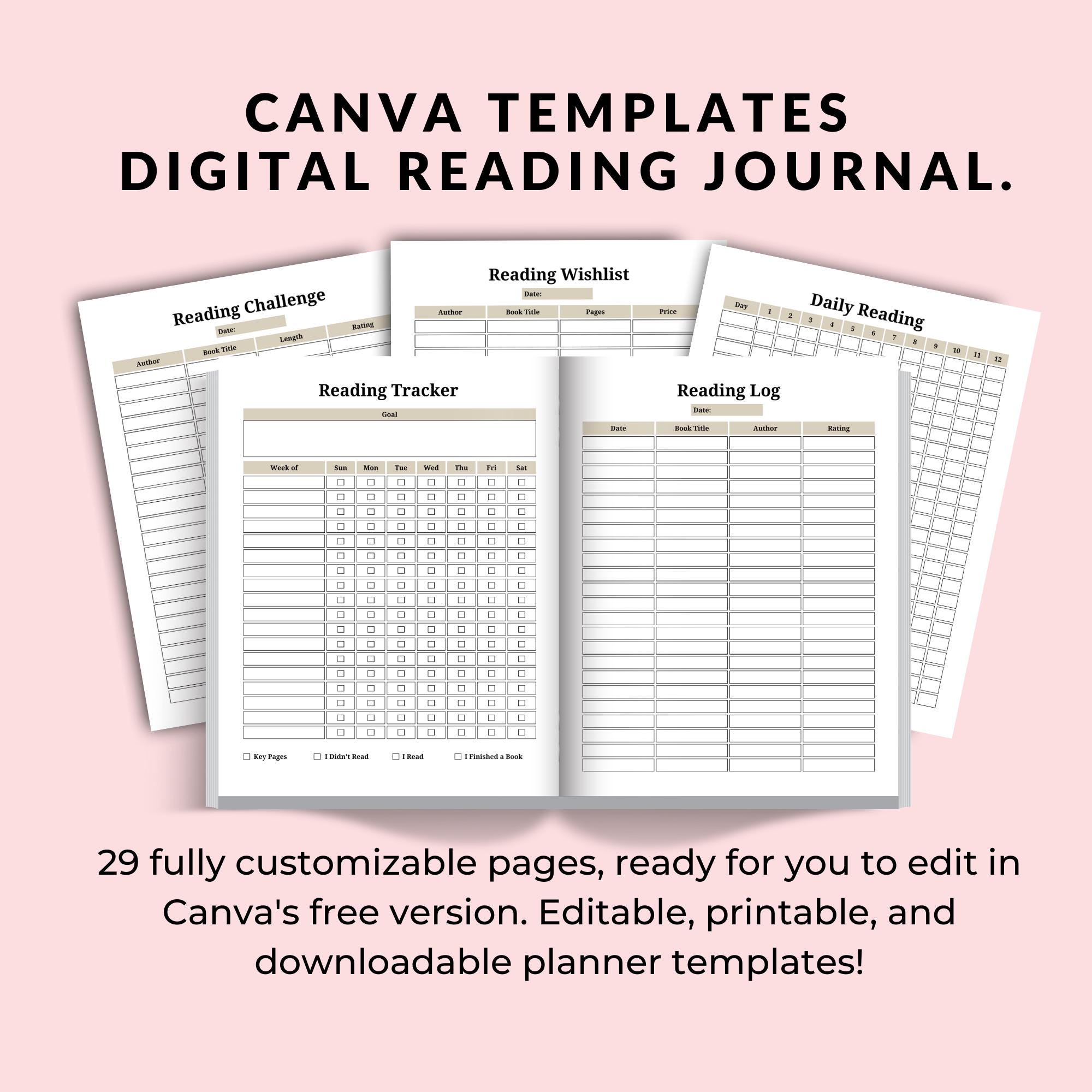 Digital Reading Journal |reading Log and Reading Challenges |book ...