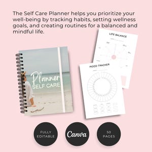 Daily Self-care Planner | Track Habits, Mood | Personal Wellness Goals ...