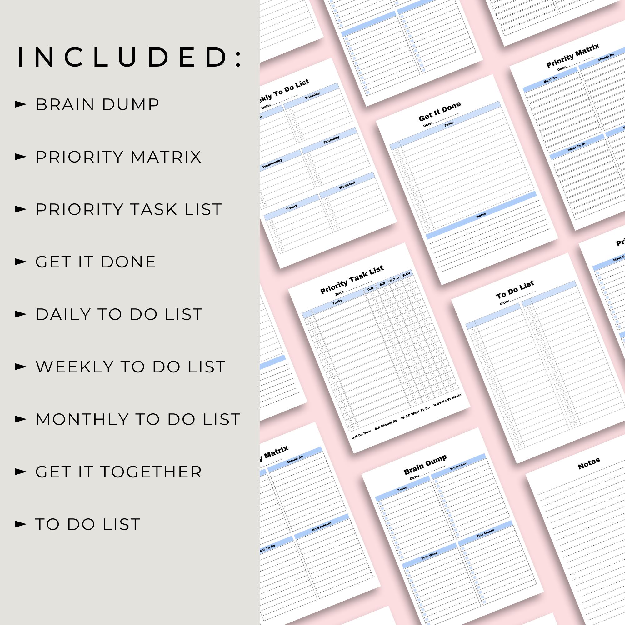 Editable Brain Dump Planner Template: Printable To-do List (canva) - Etsy