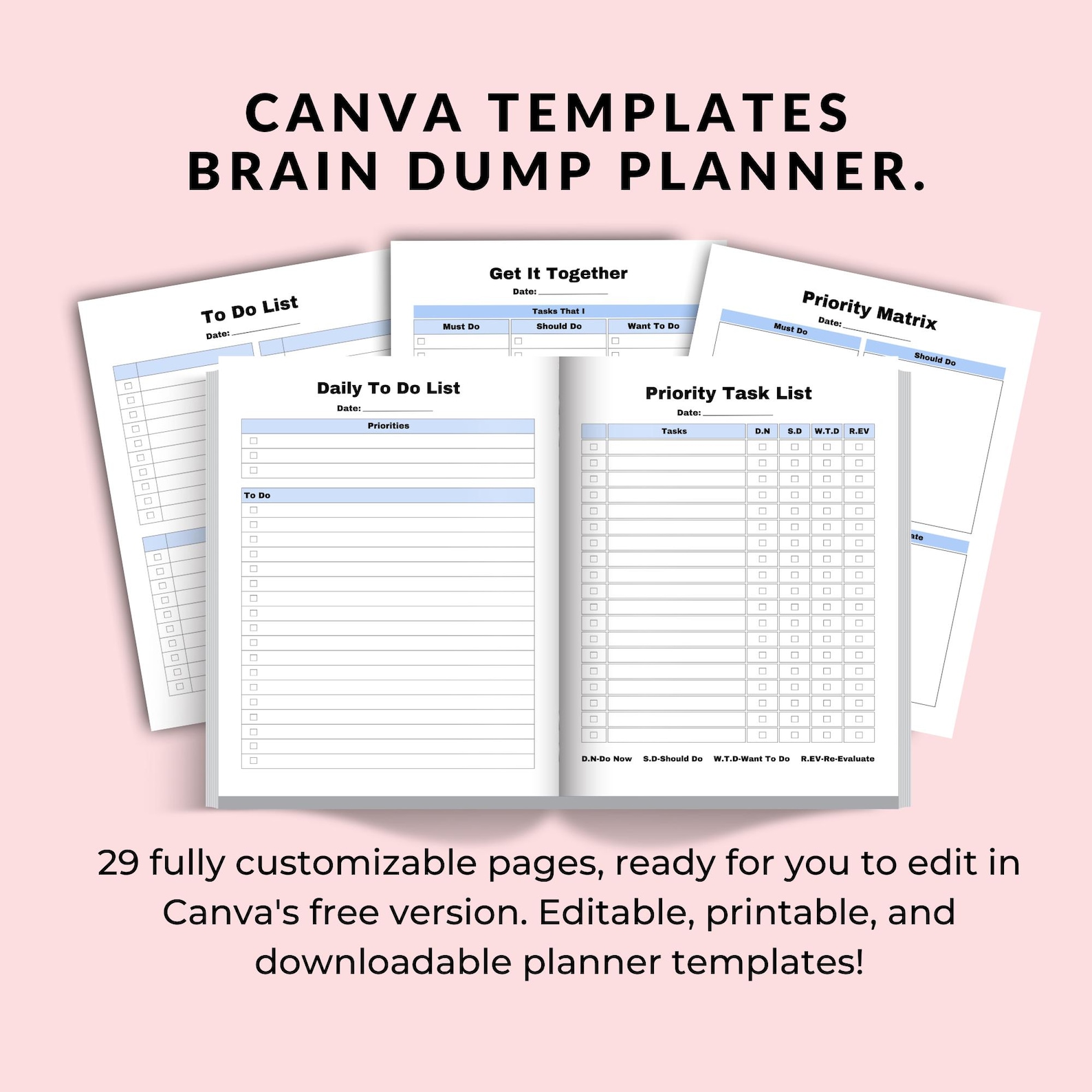 Editable Brain Dump Planner Template: Printable To-do List (canva) - Etsy