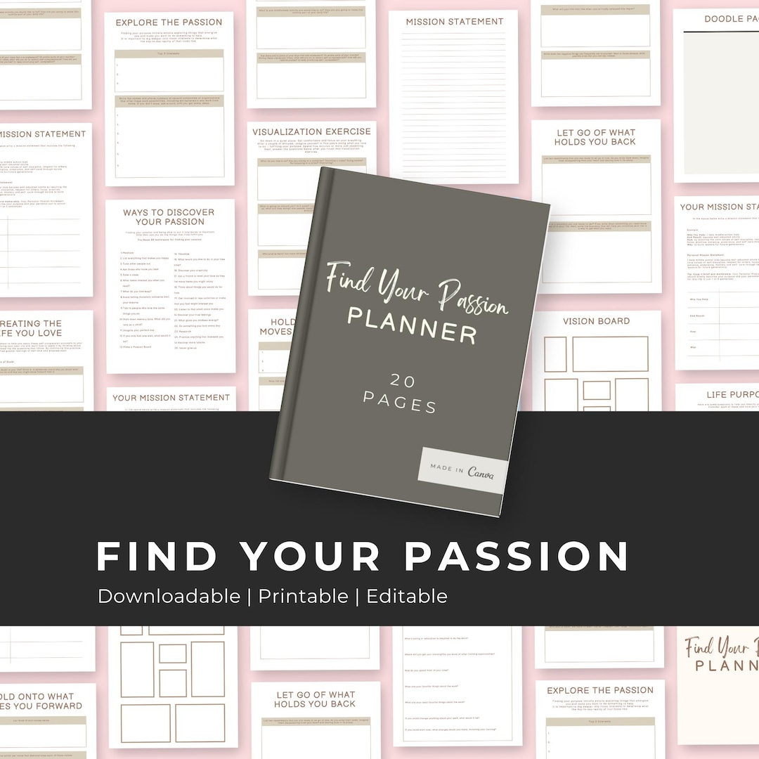 Find Your Passion Planner Journal | Discover Purpose, Set Goals, Spark ...
