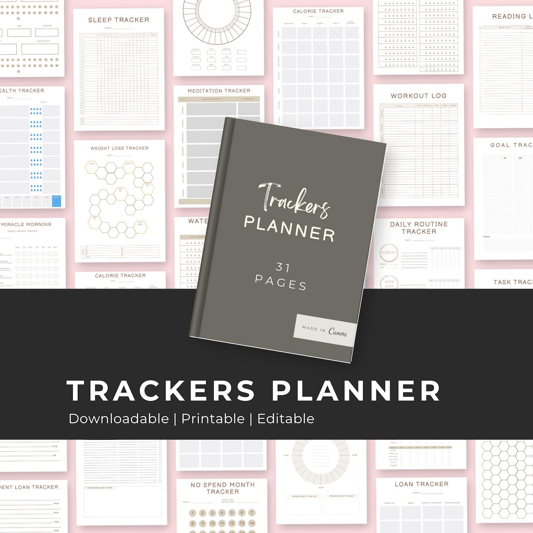Printable Bundle of Trackers Planner: Daily, Wellness, Goal, Habit ...
