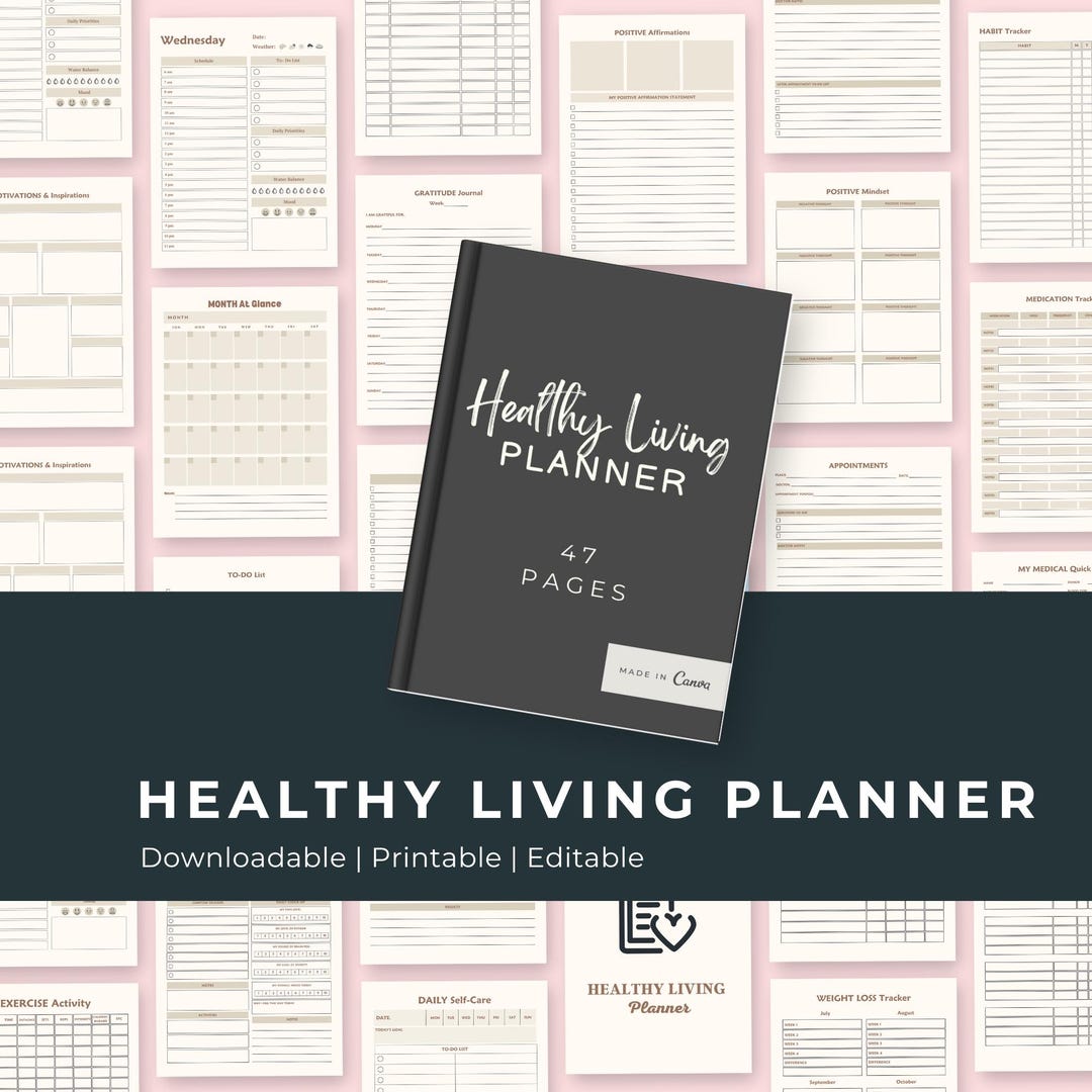 Healthy Living Planner: Meal Planning, Fitness, Wellness (canva ...