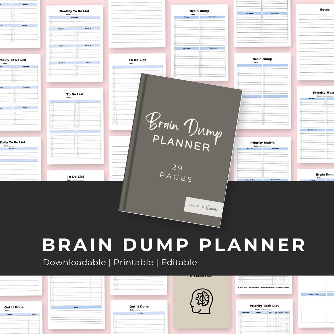 Editable Brain Dump Planner Template: Printable To-do List (canva) - Etsy