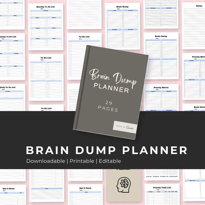 Editable Brain Dump Planner Template: Printable To-do List (canva) - Etsy