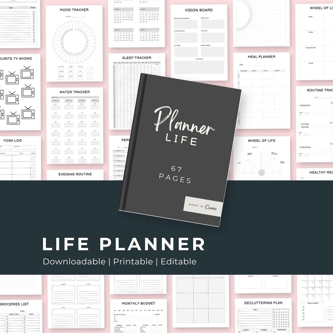 Life Planner Printable | Editable Life Planner Book Pdf | Canva Life ...