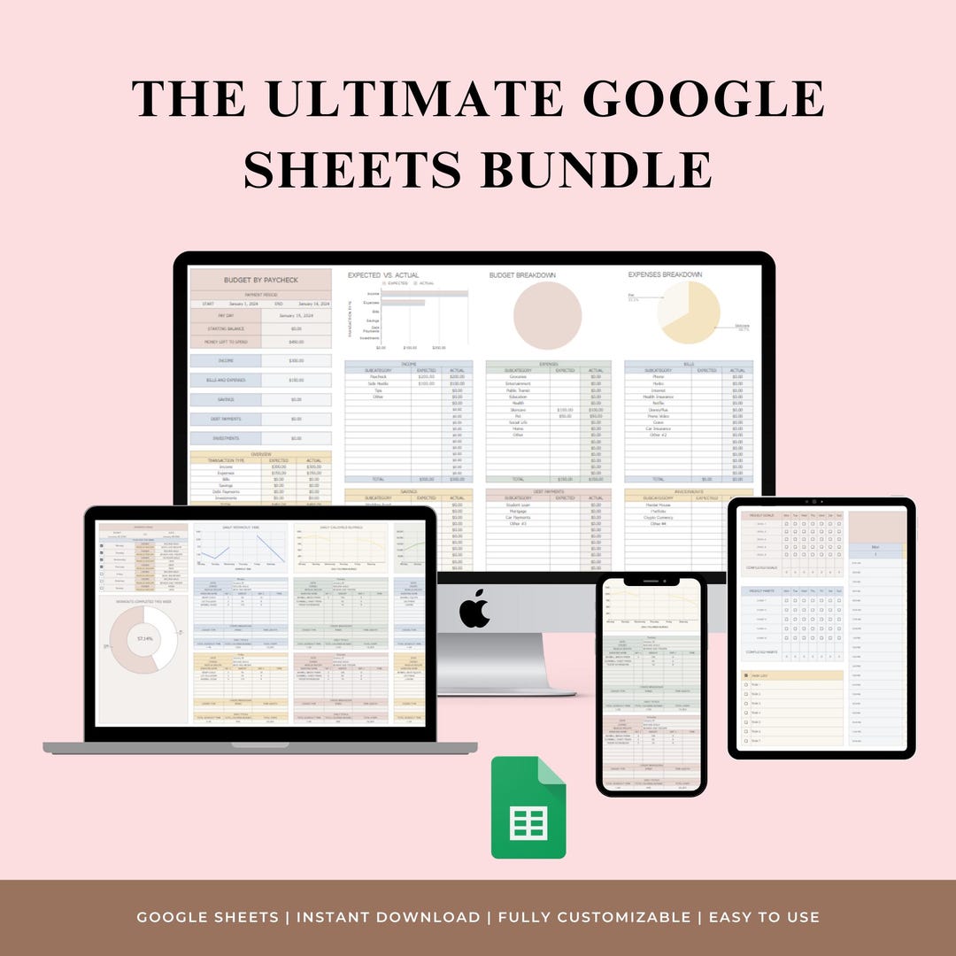 The Ultimate Google Sheets Bundle | Budget Planners, Debt Tracker, Meal ...