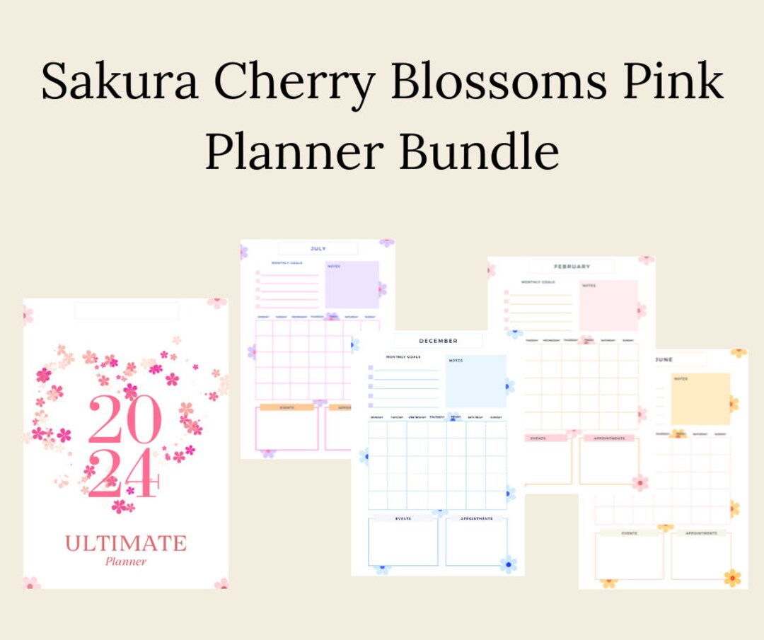 Downloadable and Printable Daily, Weekly, Monthly Yearly Sakura Cherry ...