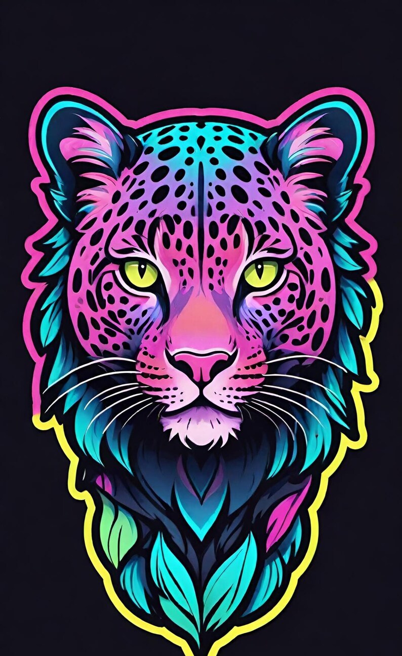 Eye-catching Neon Leopard/neon Cheetah - Statement Piece for Your ...