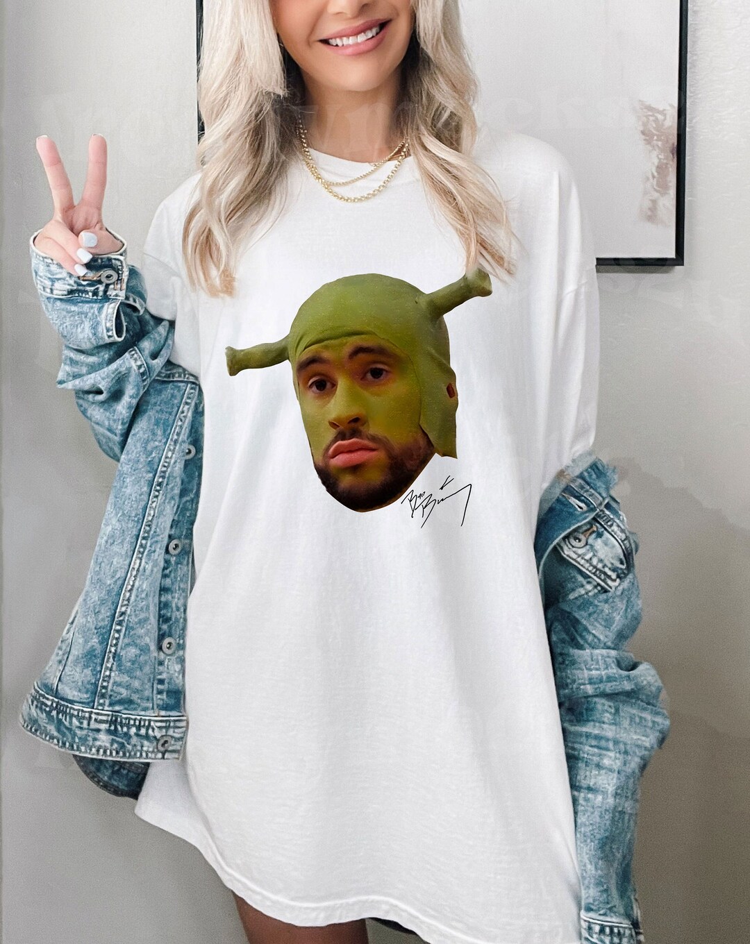 Bad Bunny X Shrek Meme Shirt, Monaco Bad Bunny Tour Merch, Kendall ...