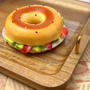 Bagel With Cream Cheese Taba Squishy Toy, Fun Stress Relief Toy, Bagel ...