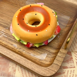 Bagel With Cream Cheese Taba Squishy Toy, Fun Stress Relief Toy, Bagel ...