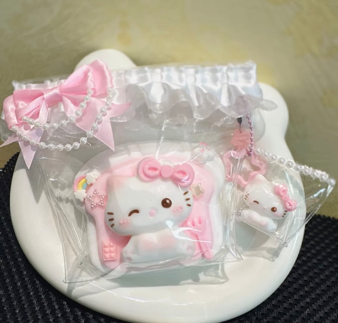 Pink Kitty Cat Toast Taba Squishy Toy Bundle, Soft Slow-rising Stress ...