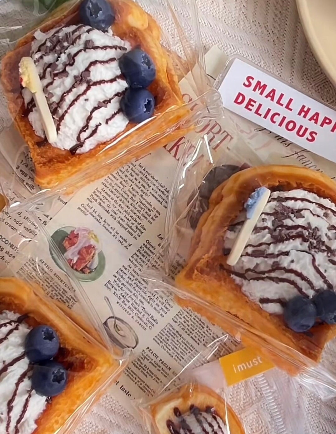 Blueberry Toast With Vanilla Ice Cream Taba Squishy Toy, Soft Toast ...