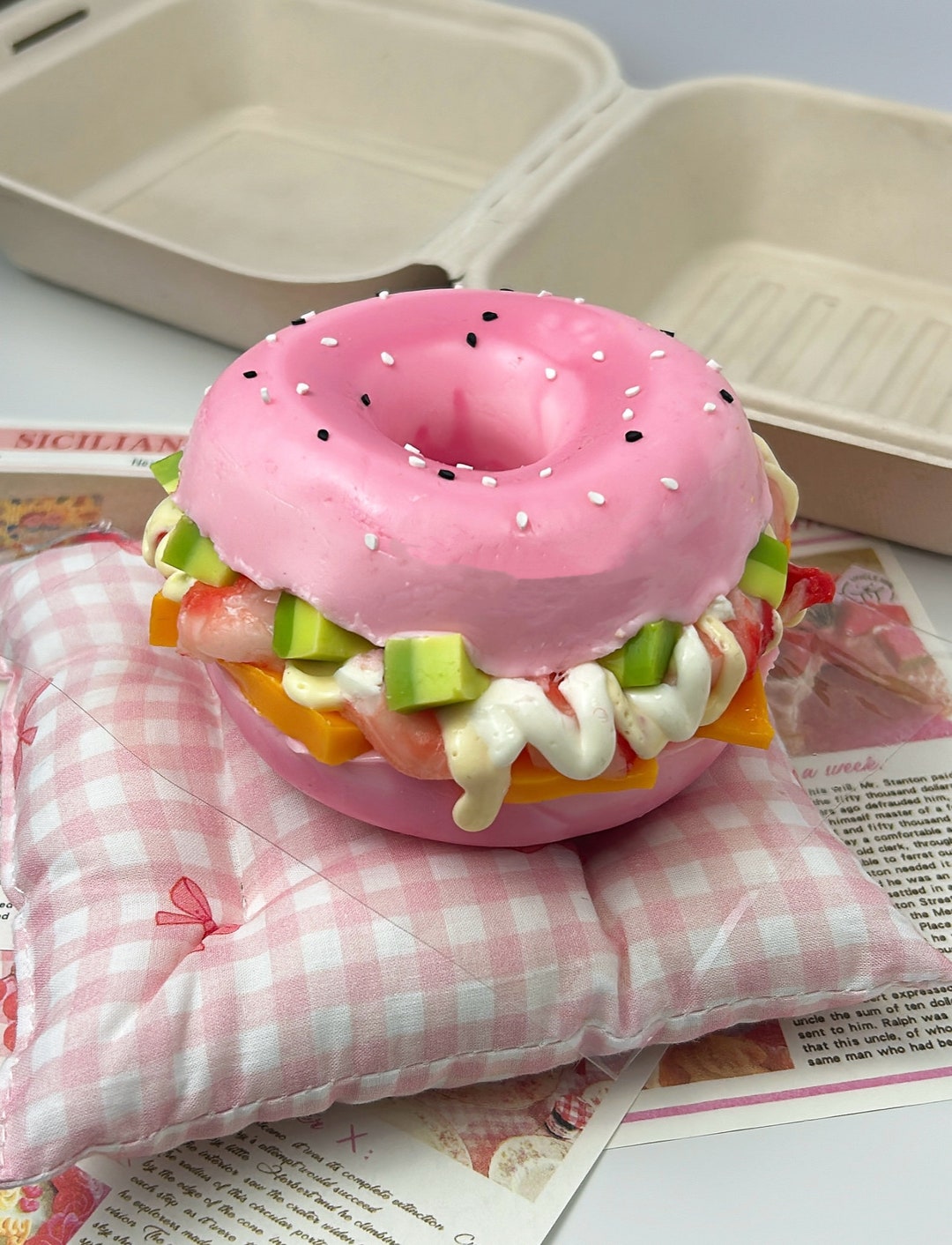 Bagel With Cream Cheese Taba Squishy Toy, Fun Stress Relief Toy, Bagel ...