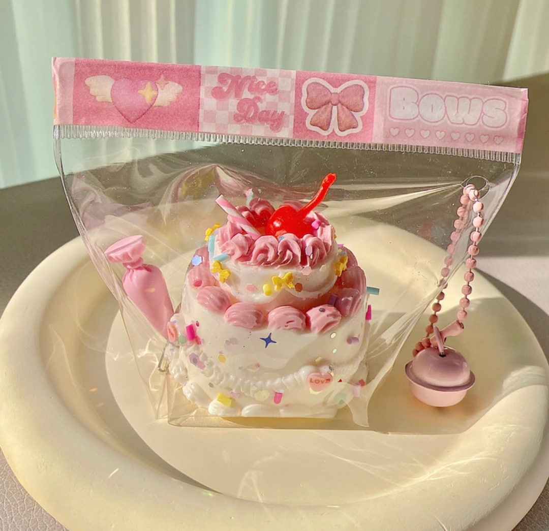 Delightful Birthday Cake Squishy Toy Cheerful Pink Frosting and Cherry ...