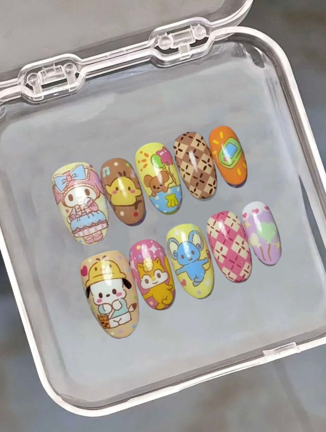 Hand Painted Melody and Pochacco Press on Nails, 100% Hand-painted ...