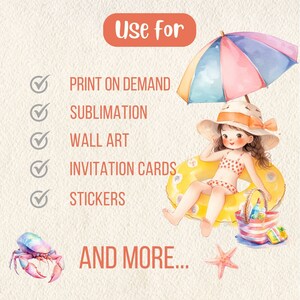 Beach With Kids Watercolor on the Beach Clipart Summer Kids Beach Day ...