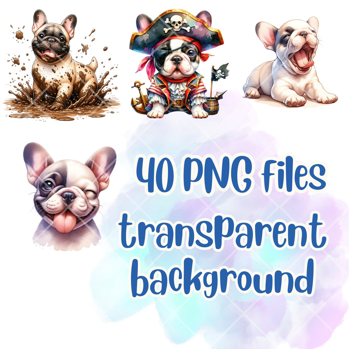 Watercolor French Bulldog Clipart Cute Frenchie Dogs and Puppies for ...