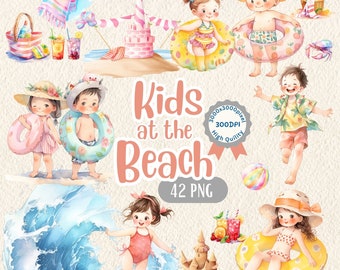 Kids Beach Clipart, Holiday Summer Beach Playground Clip Art, Children ...