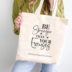 Inspirational Tote Bag Christian Canvas Book Bag Motivational Quote ...