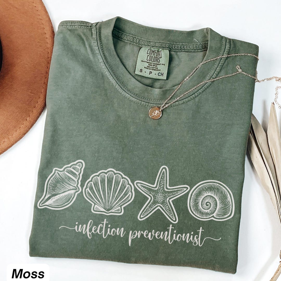 Infection Prevention Nurse Comfort Colors Shirt Coastal Seashell Design ...