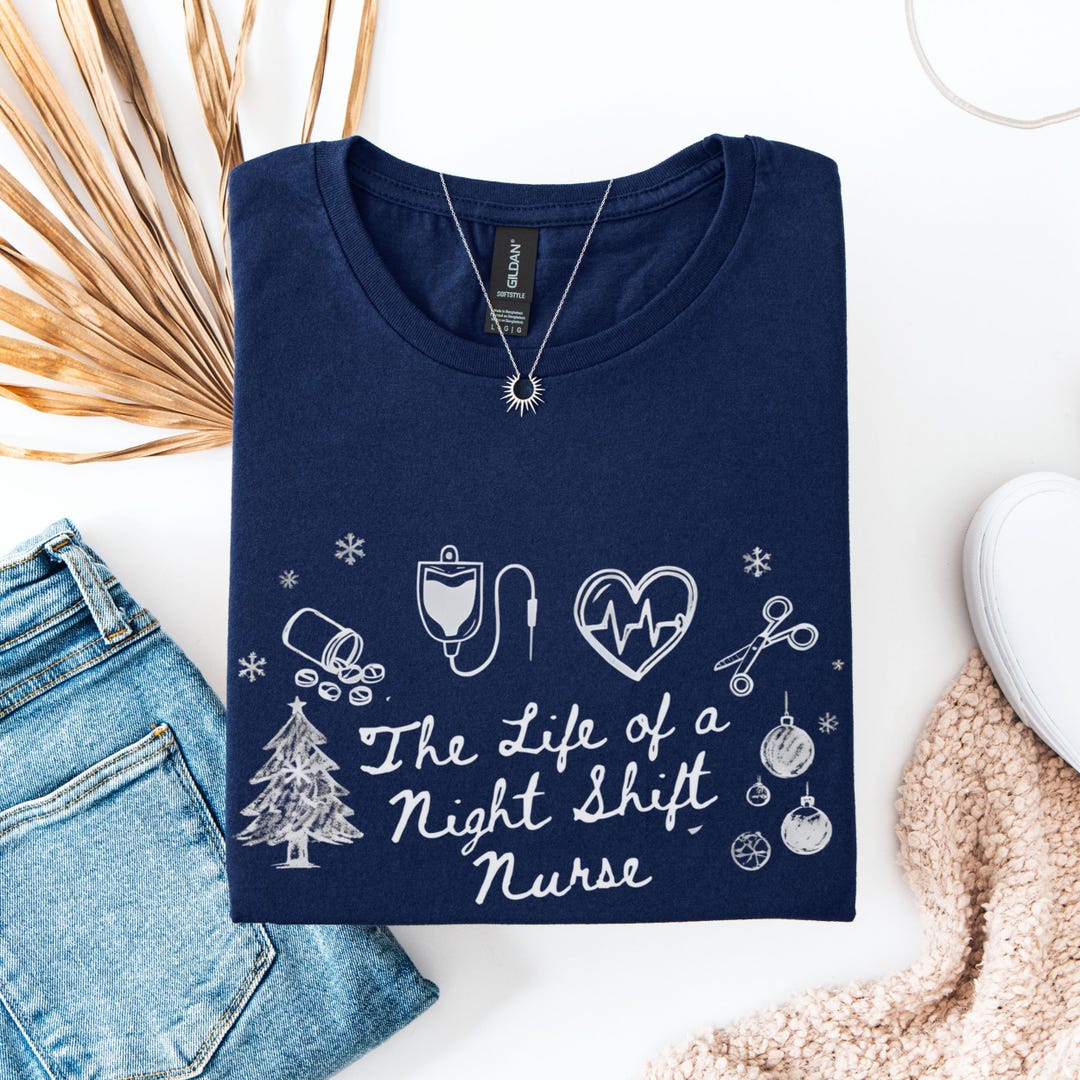 Night Shift Nurse Christmas Shirts Group Matching Tee Cute Holiday Bulk ...