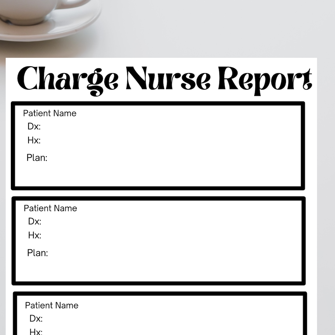 Minimalist Charge Nurse Brain Report Tool PDF Print To-do List Charge ...