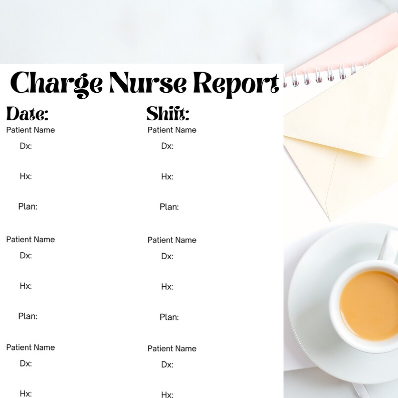 Charge Nurse Brain Handoff Tool Printable PDF To-do List for Charge ...
