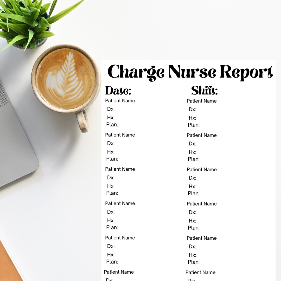 Minimalist Charge Nurse Brain Report Tool PDF Print To-do List Charge ...