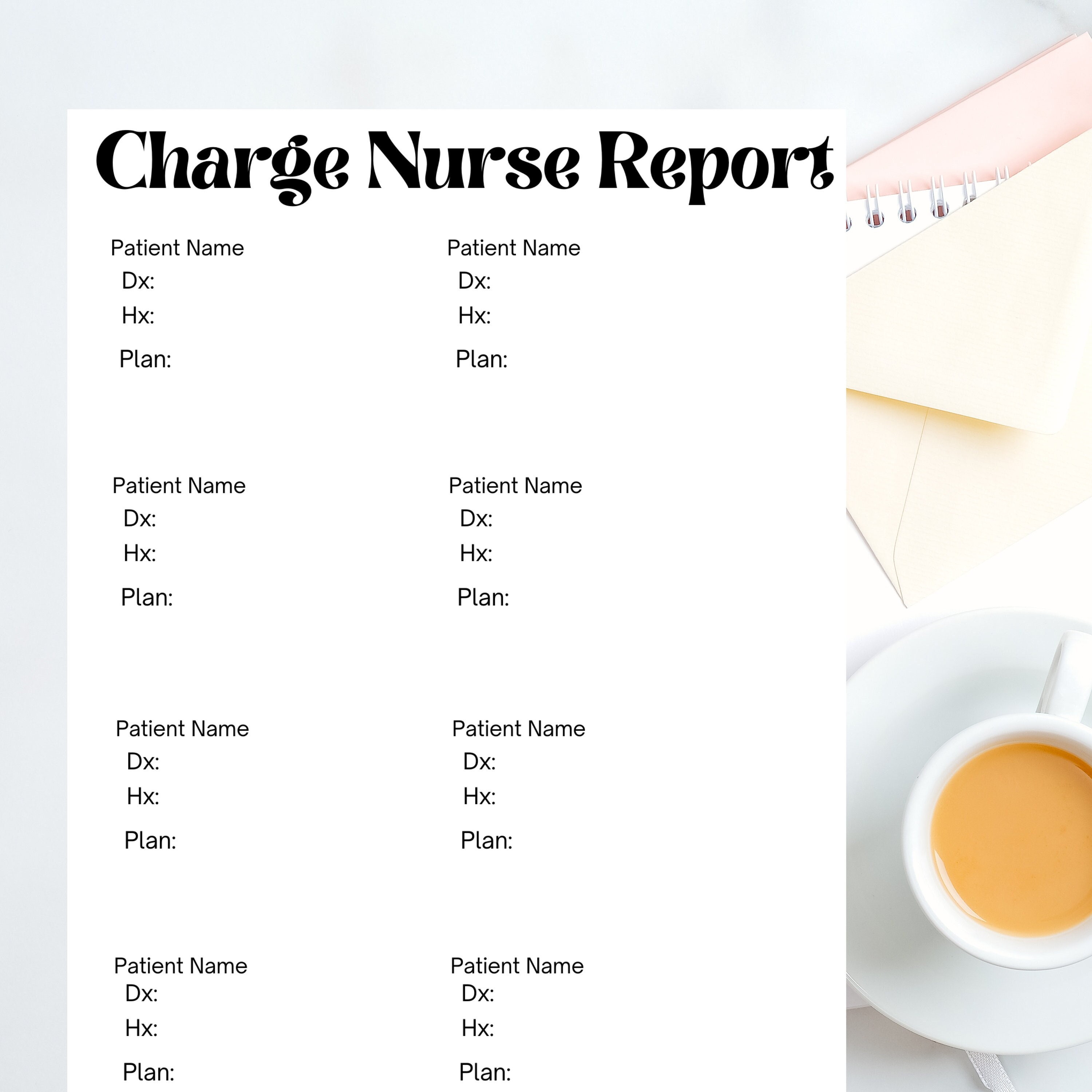 Charge Nurse Brain Handoff Tool Printable PDF To-do List for Charge ...