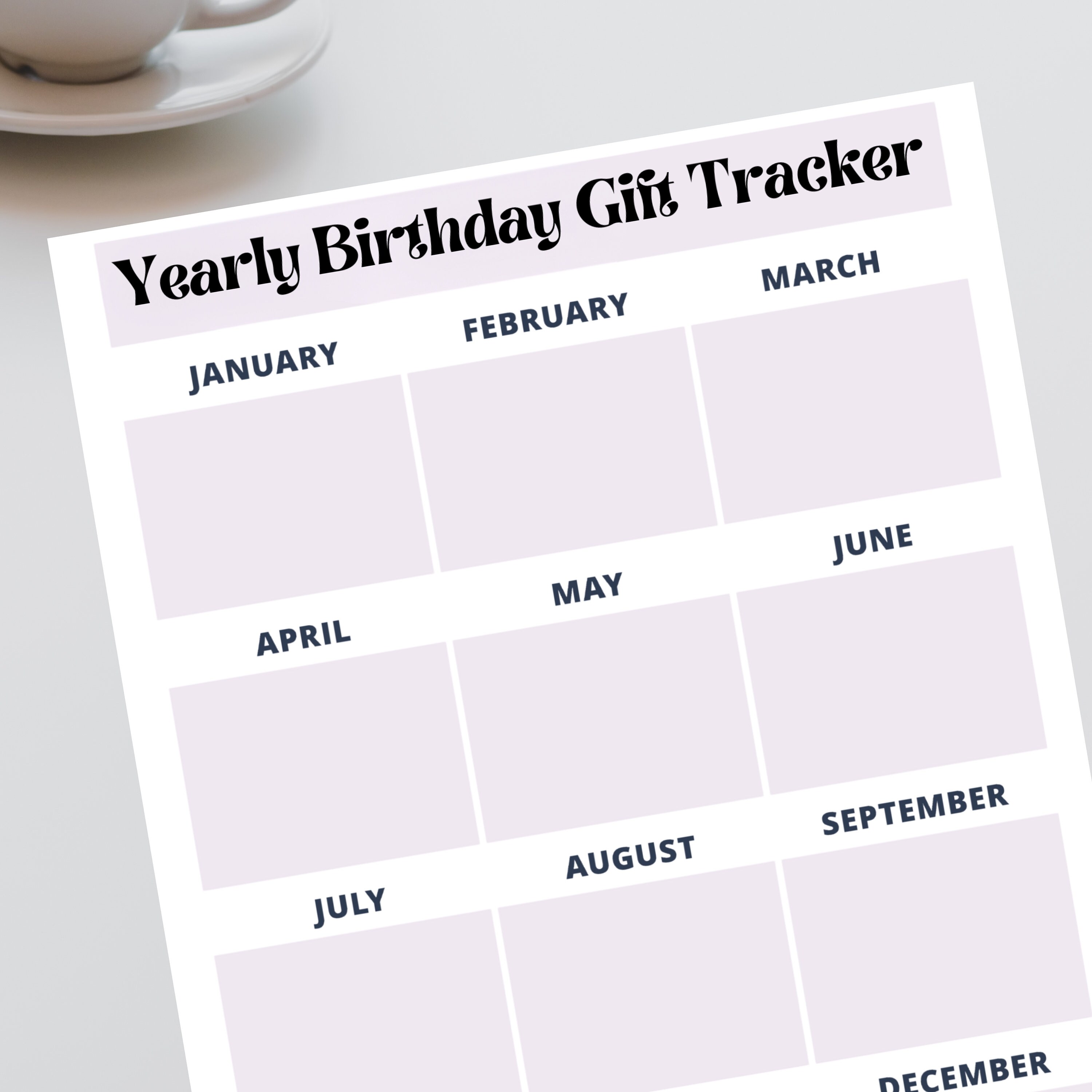 Birthday Yearly Gift Planner Printable PDF Download for Birthday Gift ...
